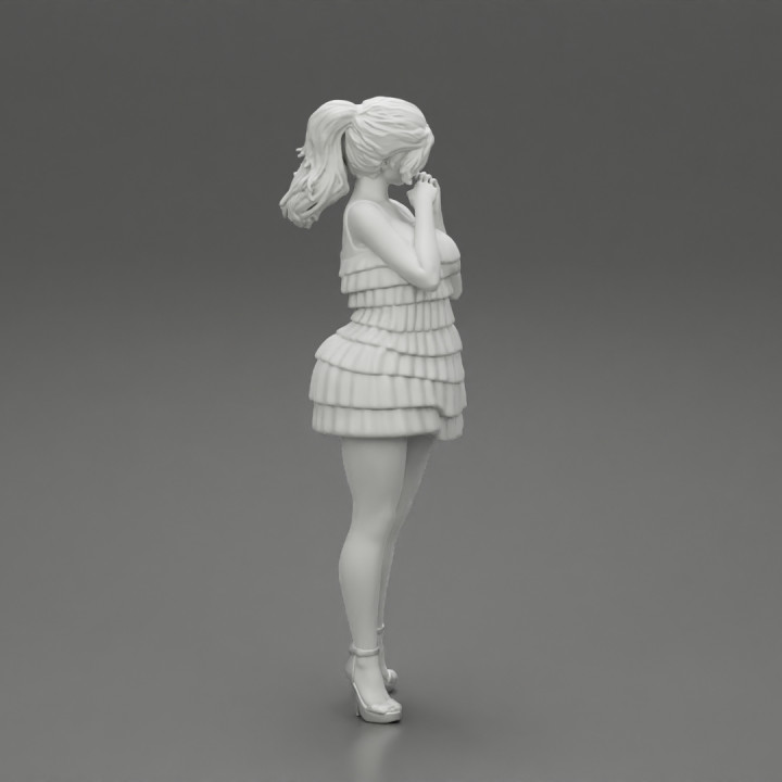 3D Printable Beautiful woman standing and posing and in fashion summer ...