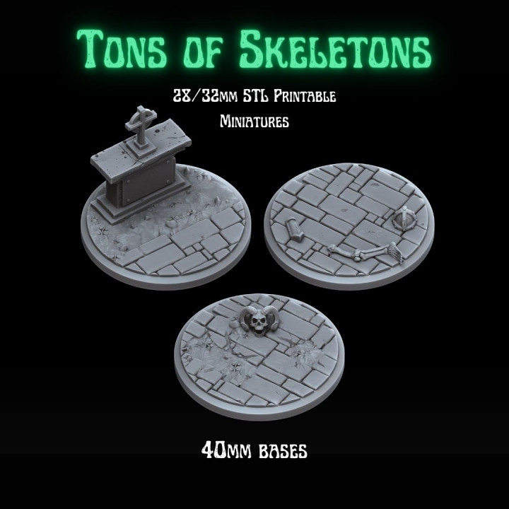 3D Printable Tons of Skeletons: Bases by Apache-Studio