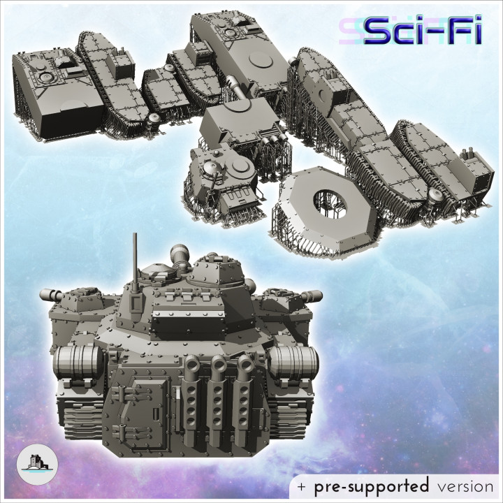 3D Printable Futuristic super-heavy tank with turret, autocannon and ...