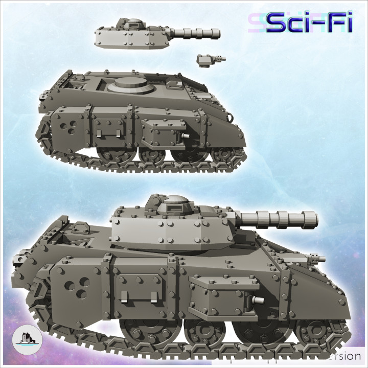 3D Printable Futuristic Imperial heavy battle tank with side cannons ...