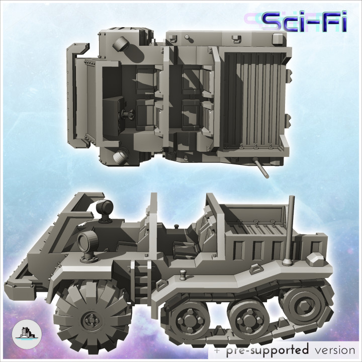 Téléchargement Futuristic half-track transport vehicle with cargo and ...