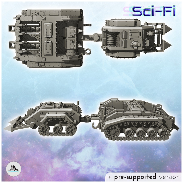 3D Printable Mine-clearing engineer's armored vehicle with armored cab ...