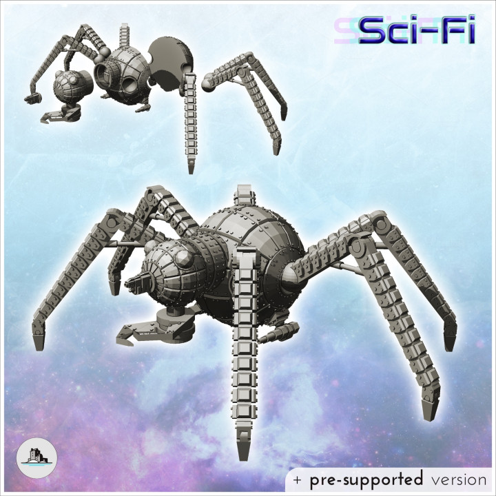 3D Printable Futuristic six-legged airborne robot with cannon (28 ...