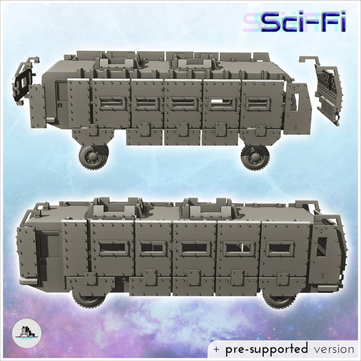 3D Printable Futuristic post-apocalypse bus with full armor (36 ...