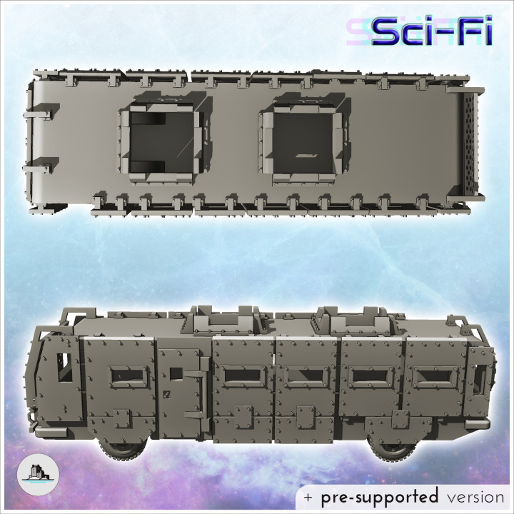 3D Printable Futuristic post-apocalypse bus with full armor (36 ...