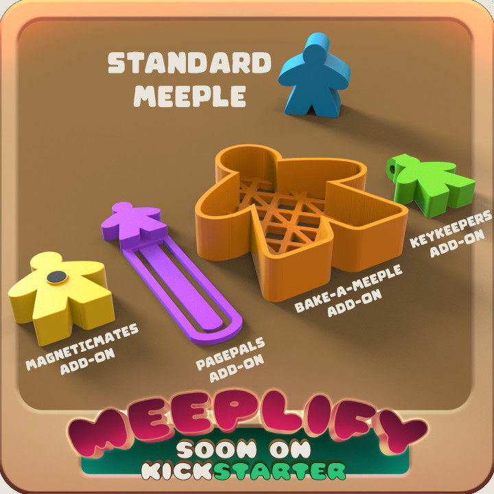 3D Printable Meeplify - Free Sample Meeples by Unchained Games