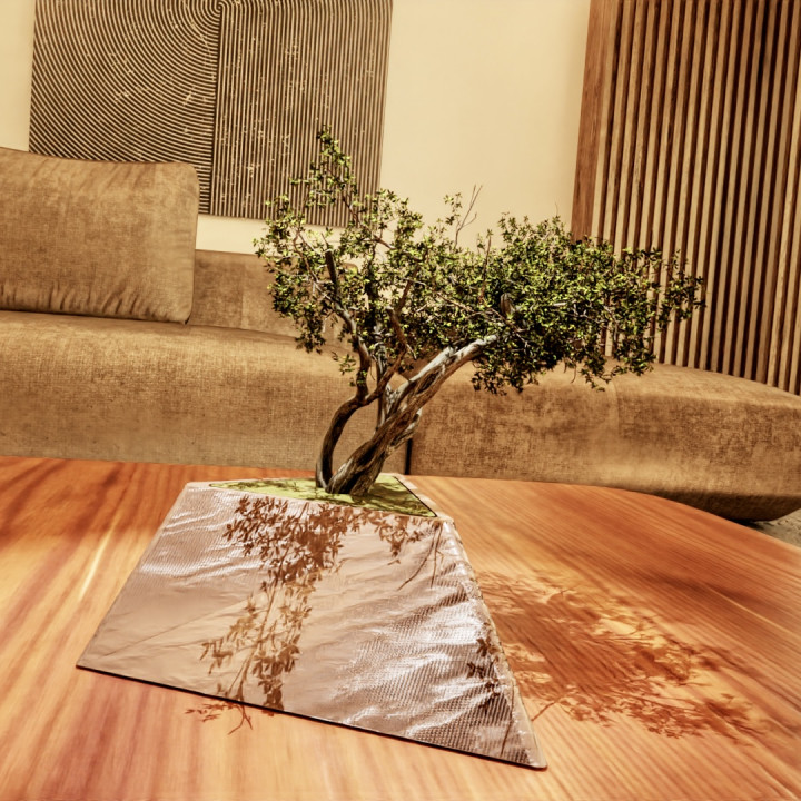 3D Printable Triangle Modern Bonsai Planter by Lazy Bear