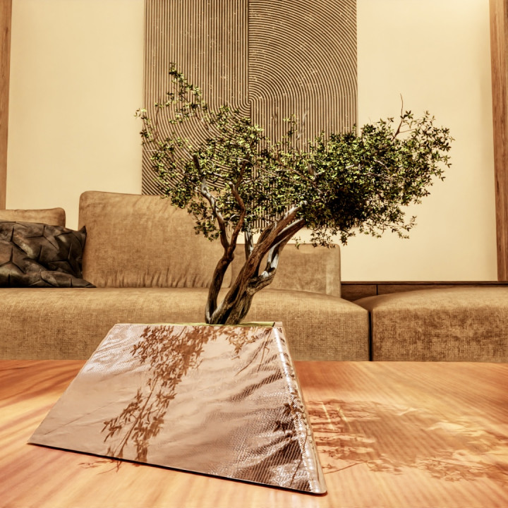 3D Printable Triangle Modern Bonsai Planter by Lazy Bear