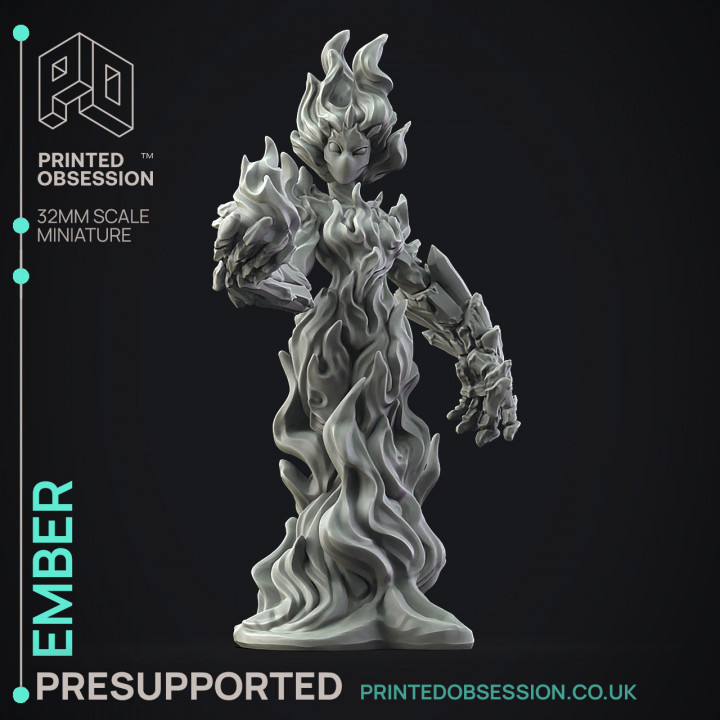 3D Printable Ember - Fire Elemental - PRESUPPORTED - Illustrated and ...