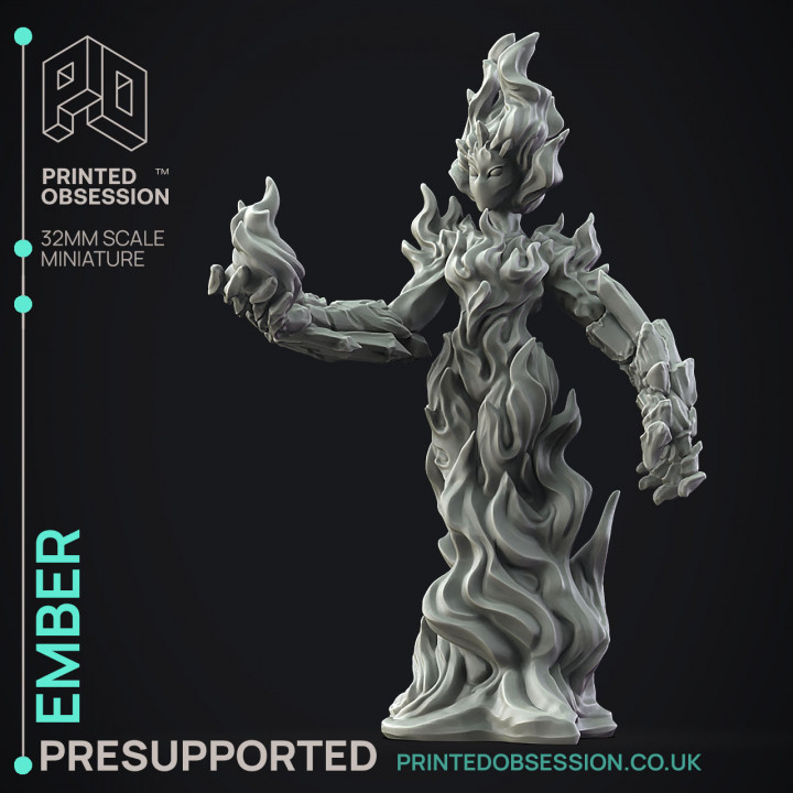 3D Printable Ember - Fire Elemental - PRESUPPORTED - Illustrated and ...