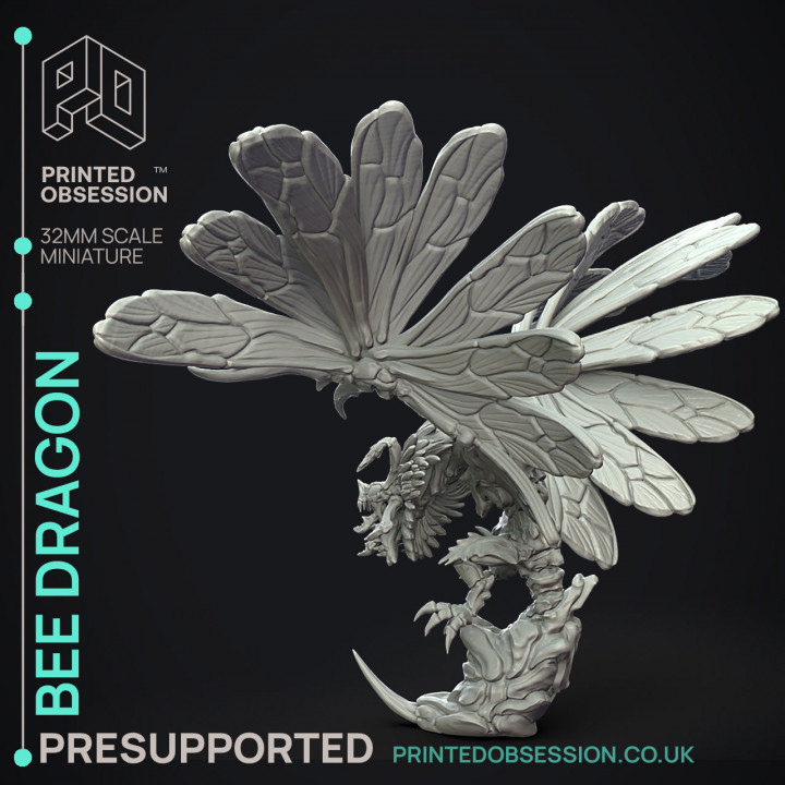 3D Printable Bee Dragon - insectile Dragon - PRESUPPORTED - Illustrated ...