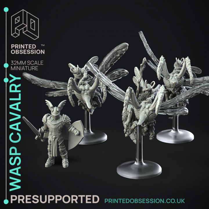 3D Printable Wasp Cavalery - 3 Mounted Fighters - PRESUPPORTED ...