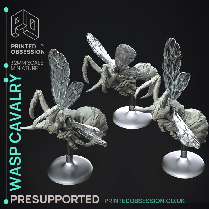3D Printable Wasp Cavalery - 3 Mounted Fighters - PRESUPPORTED ...