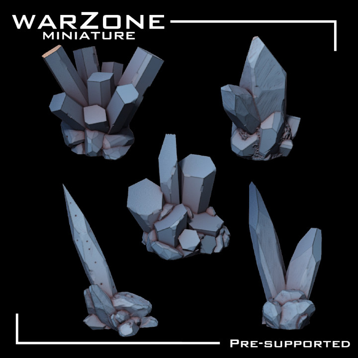 3D Printable Crystal / Crystals Basing Bits Vol. 01 by WarZone Miniature