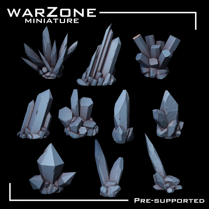 3D Printable Crystal / Crystals Basing Bits Vol. 01 by WarZone Miniature
