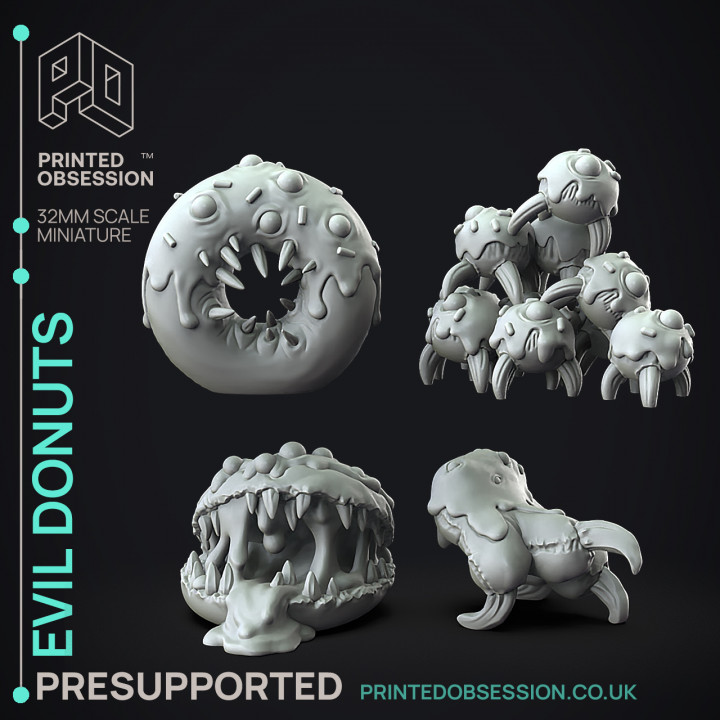 3D Printable Donut Monsters - 4 Baked Monsters - PRESUPPORTED ...