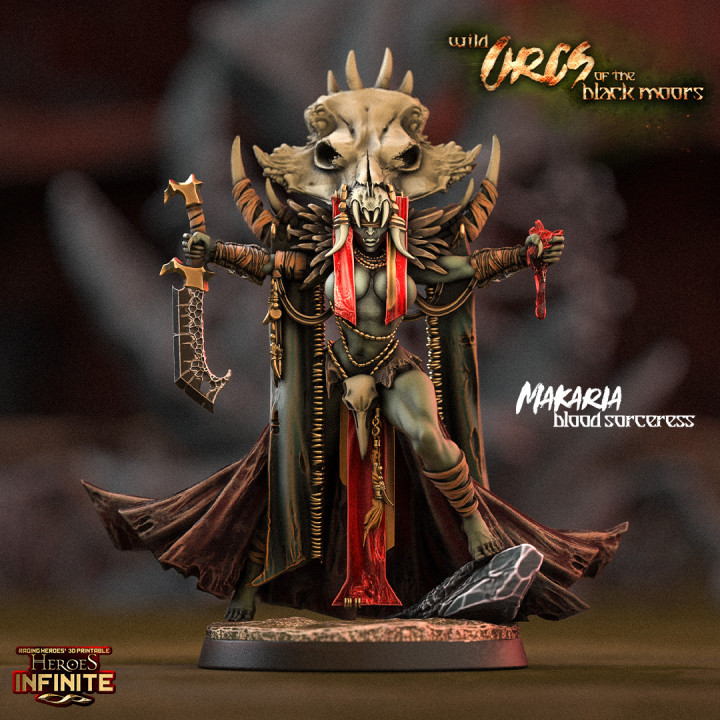 3D Printable Makaria - Blood Sorceress by Heroes Infinite