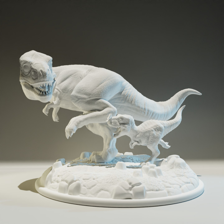 3D Printable T-rex dad and son by Salvador Baixauli