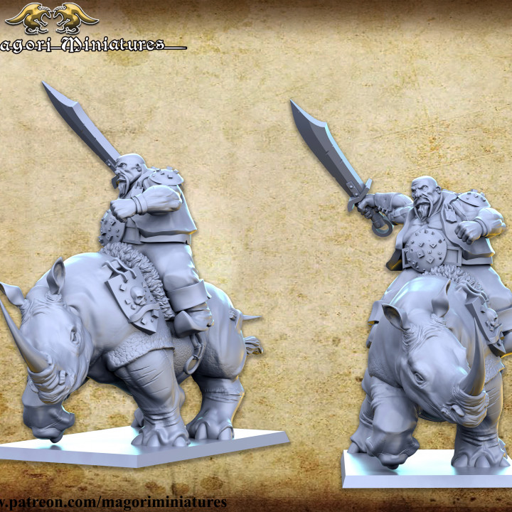 3D Printable Ogre rhino riders by Magori Minaitures