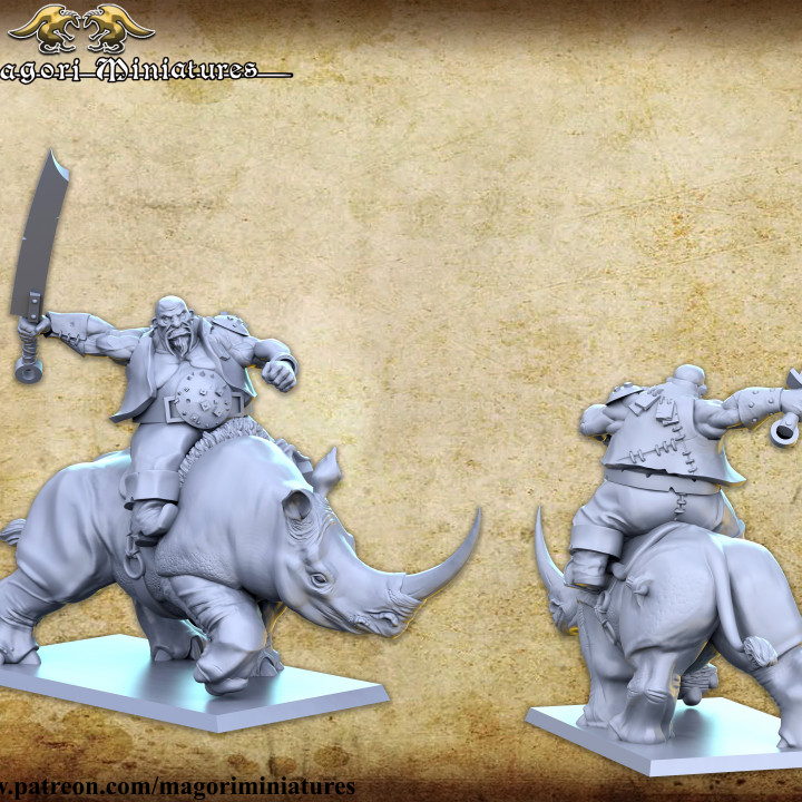 3D Printable Ogre rhino riders by Magori Minaitures