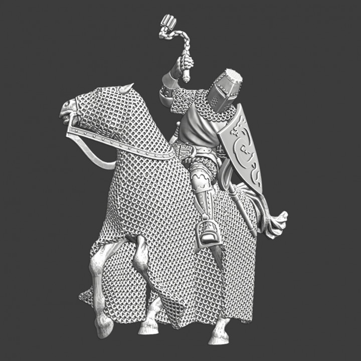 3D Printable Medieval mounted knight fighting with flail by Northern ...