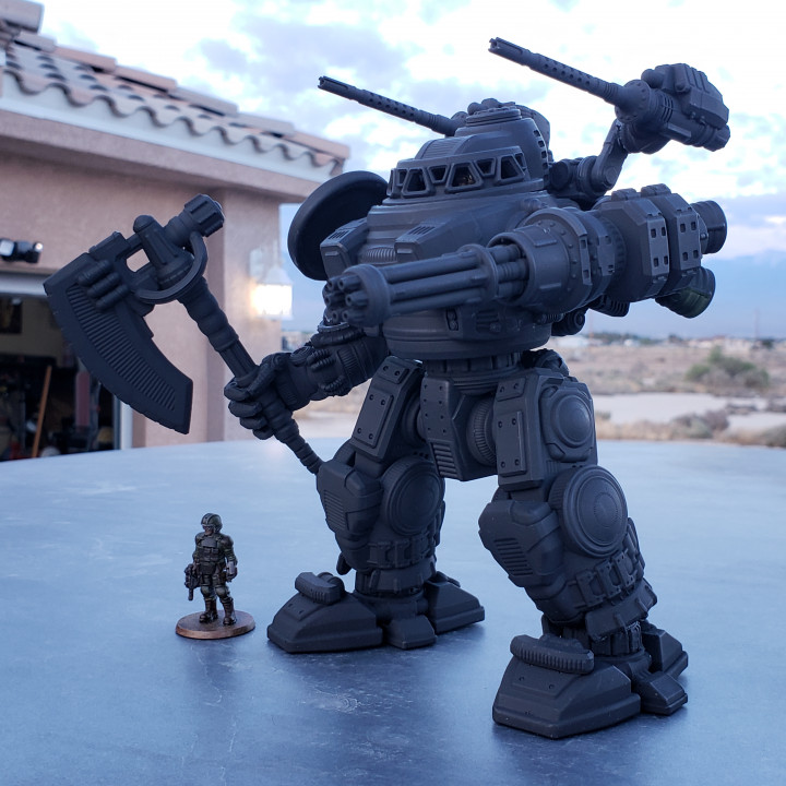 3D Printable 28mm Dwarf Mech-The Burrows Ripper Special by John Bear Ross