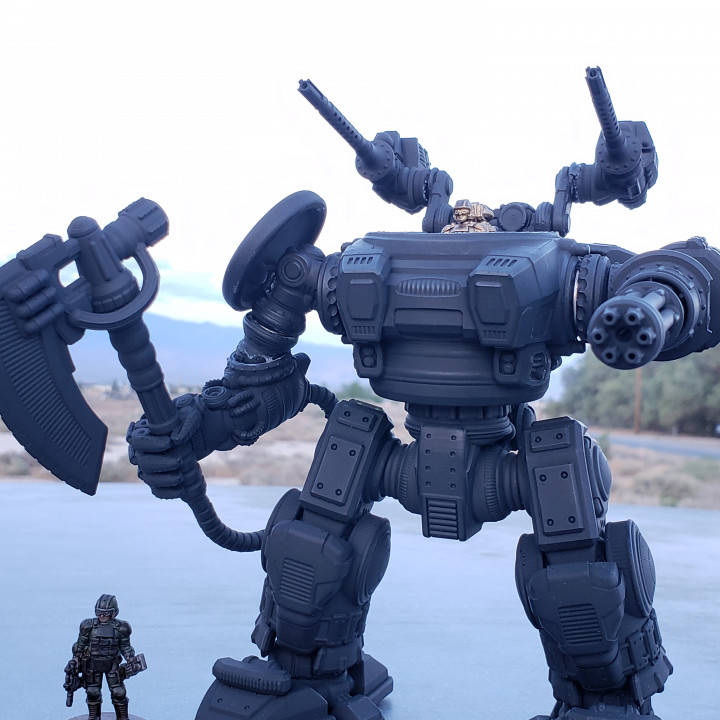 3D Printable 28mm Dwarf Mech-The Burrows Ripper Special by John Bear Ross