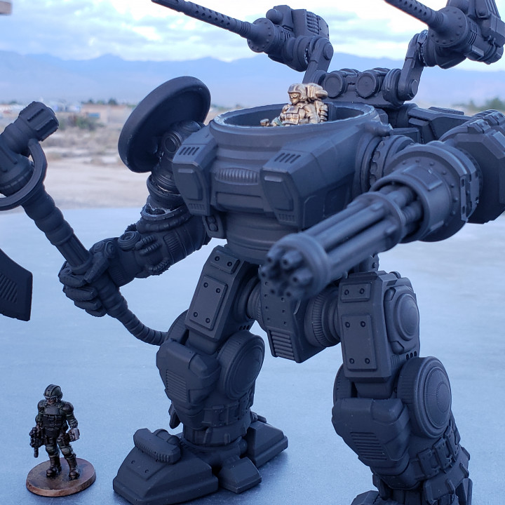3D Printable 28mm Dwarf Mech-The Burrows Ripper Special by John Bear Ross
