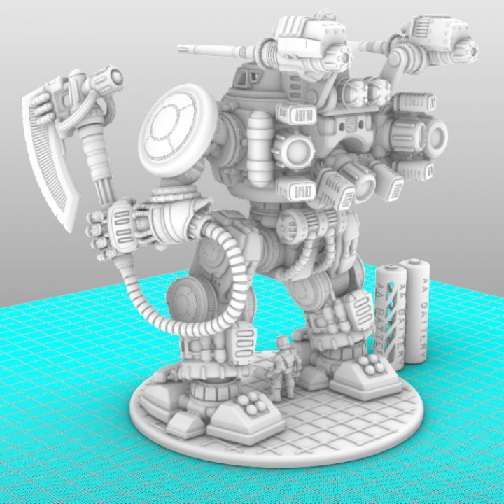 3D Printable 28mm Dwarf Mech-The Burrows Ripper Special by John Bear Ross