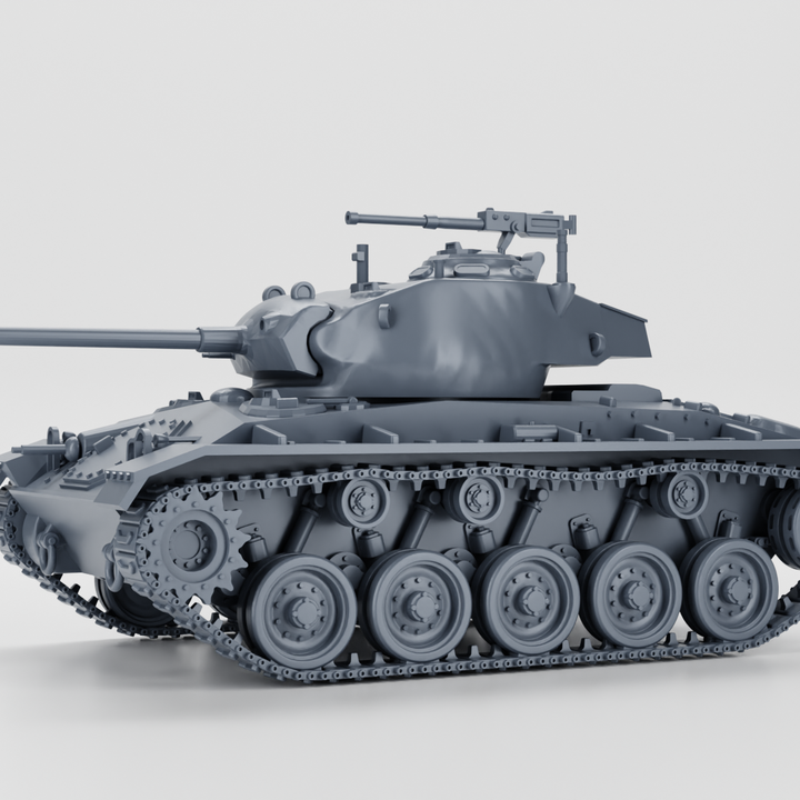 3D Printable Light Tank M24 Chaffee (US, WW2+Korean war) by Wargame3d