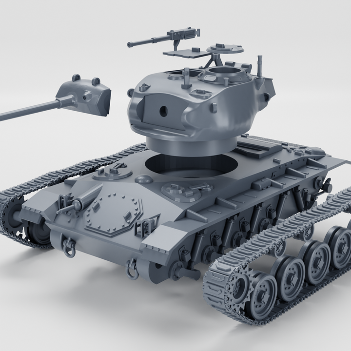 3D Printable Light Tank M24 Chaffee (US, WW2+Korean war) by Wargame3d