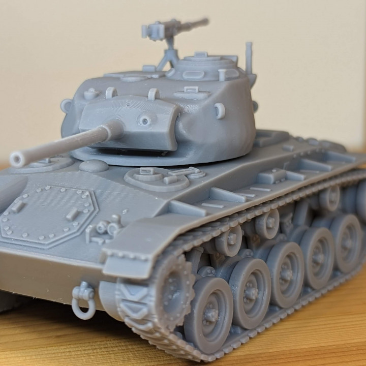 3D Printable Light Tank M24 Chaffee (US, WW2+Korean war) by Wargame3d