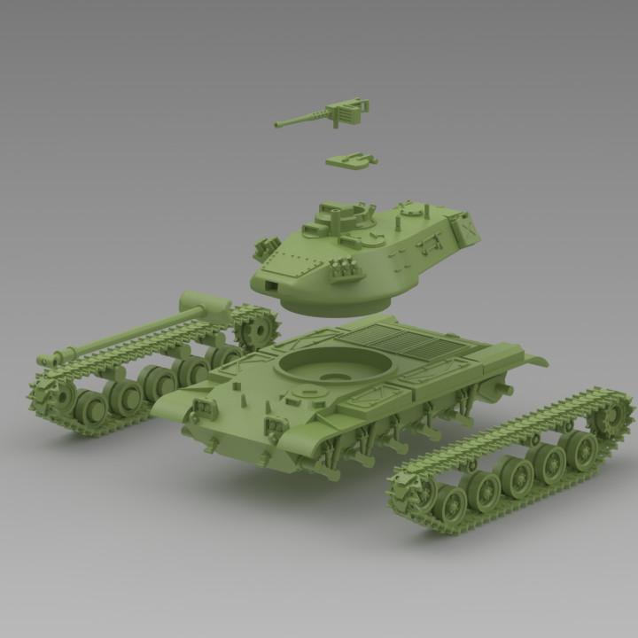3D Printable Light Tank M41 Walker Bulldog (US, post WW2, Korean ...