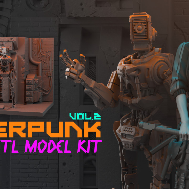 3D Printable cyberpunk modelkit Vol.2 by Anton Egorov