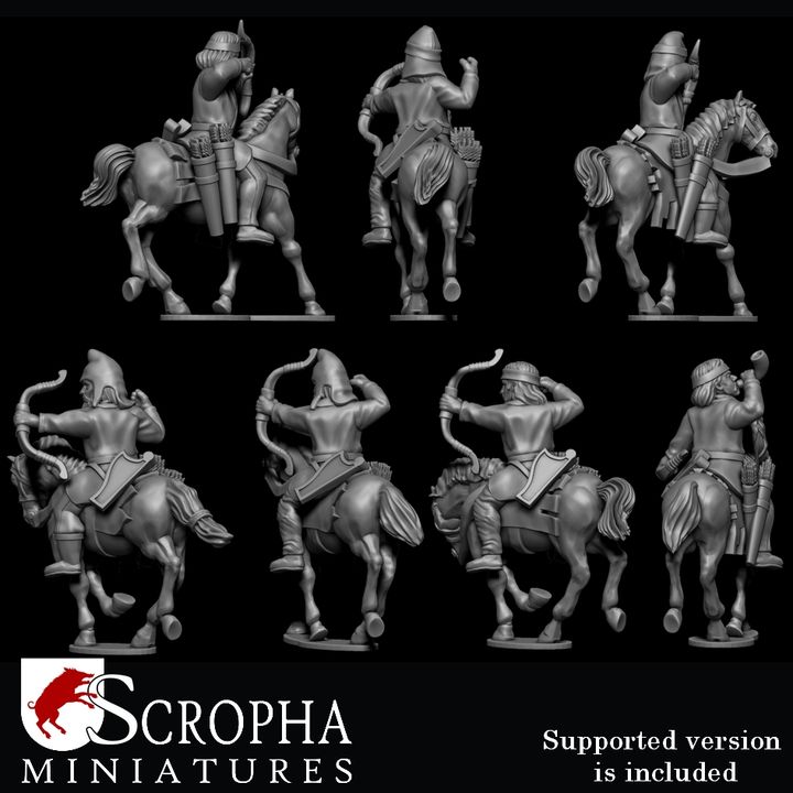 3D Printable scythian parthian mounted archers by Scropha Miniatures