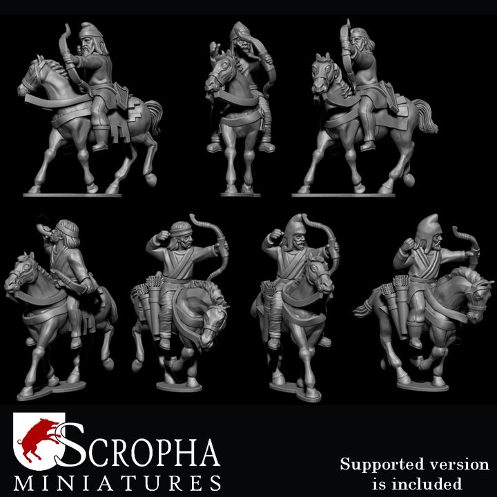 3D Printable scythian parthian mounted archers by Scropha Miniatures