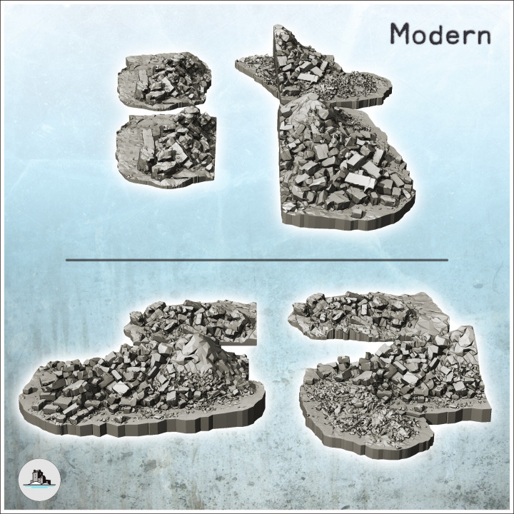 3D Printable Urban debris set with rubble (5) - World War Two Second ...