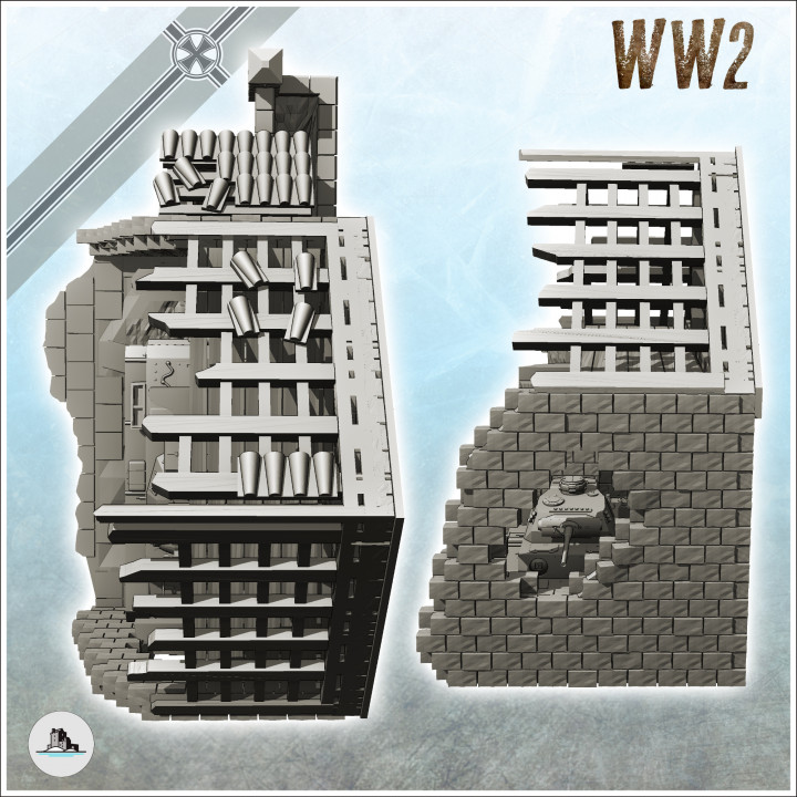 3D Printable Ruined building with Panzer III Ausf. J (20) - World War ...