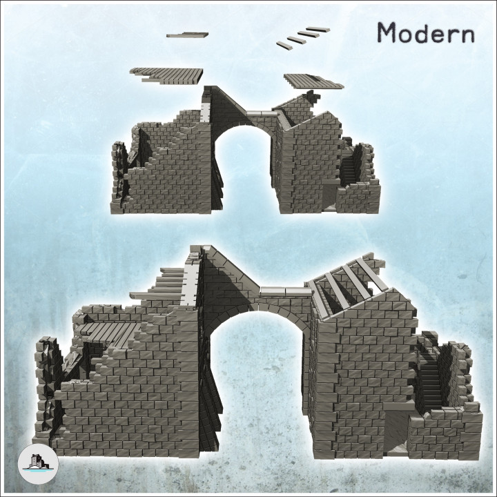 3D Printable Ruined stone building with archway and frame (35) - World ...