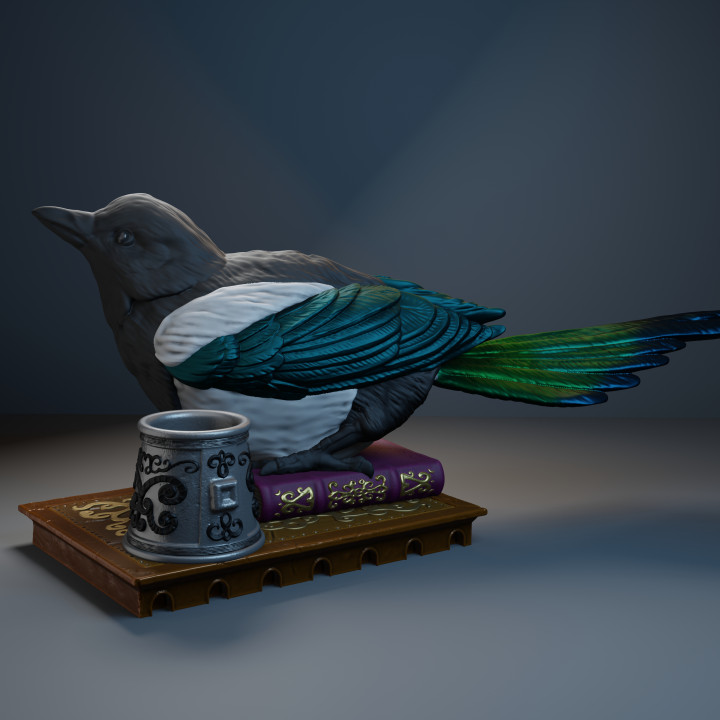 3D Printable Magpie and The Wizard's Desk by Louise Driggers