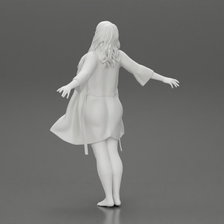 3D Printable Sexy woman in Bikini and night robe opening Arms To the ...