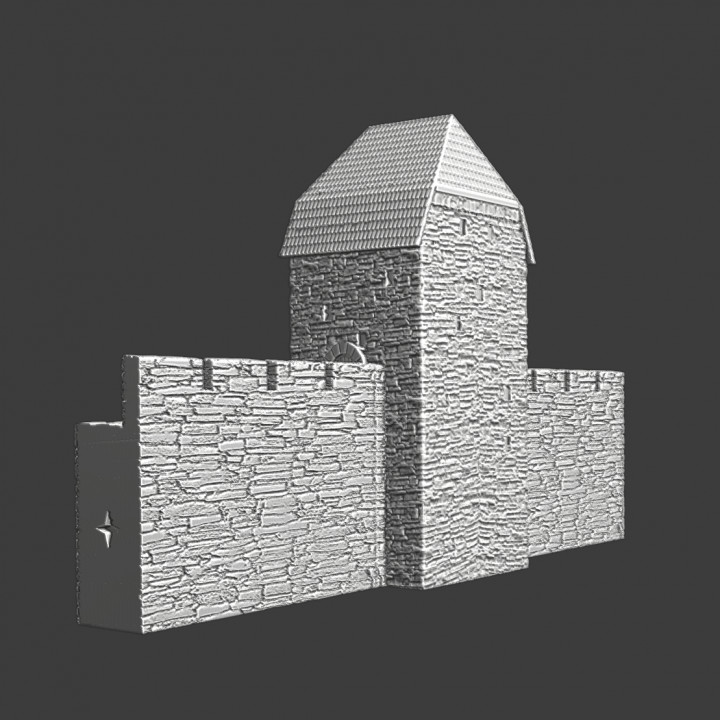 3D Printable Straight wall tower - Modular Castle System by Northern ...