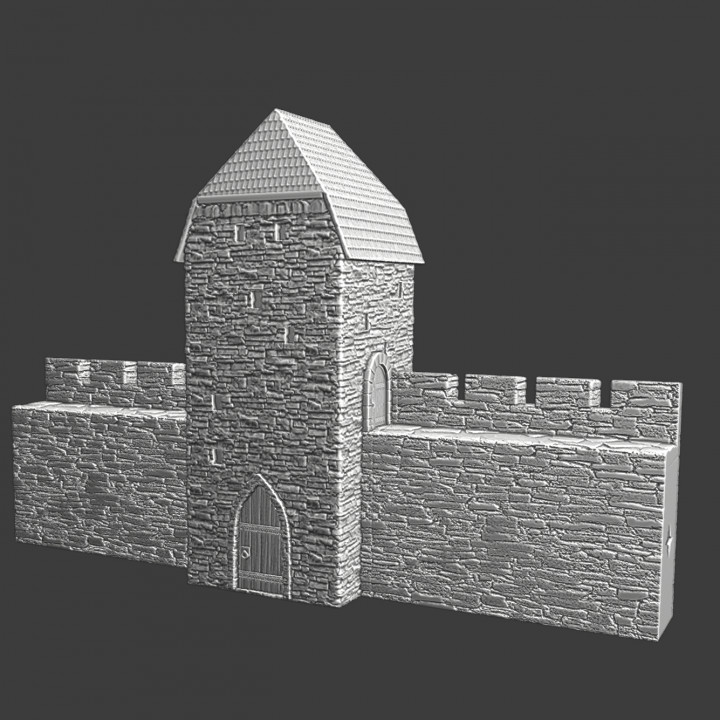 3D Printable Straight wall tower - Modular Castle System by Northern ...