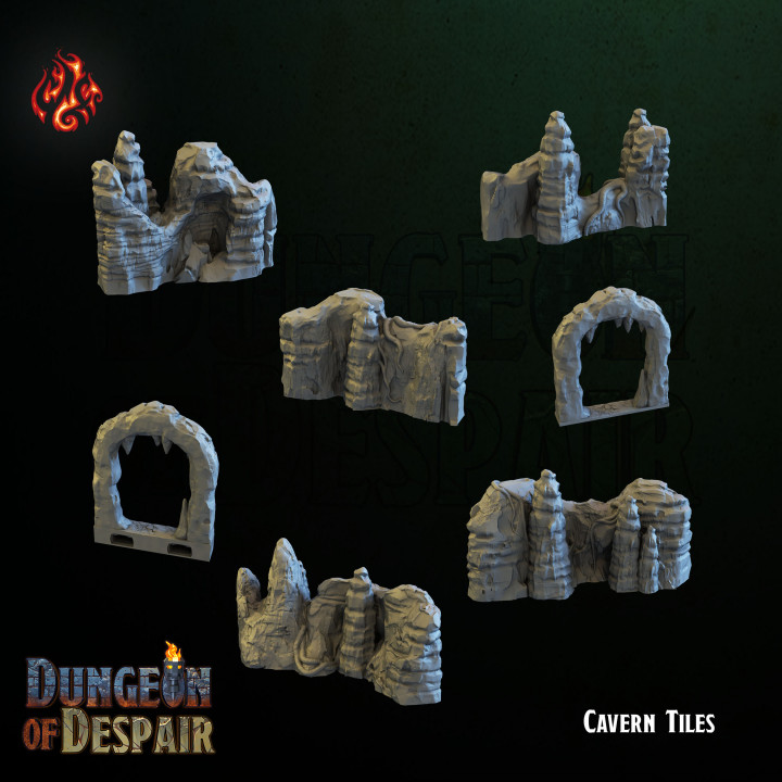 3D Printable Dungeon of Despair Cavern Modular Tiles and props by ...