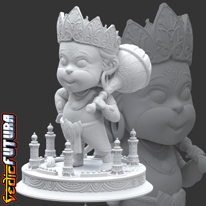3D Printable Chibi-Hanuman the Mighty - [Easy Paint] by VedicFutura