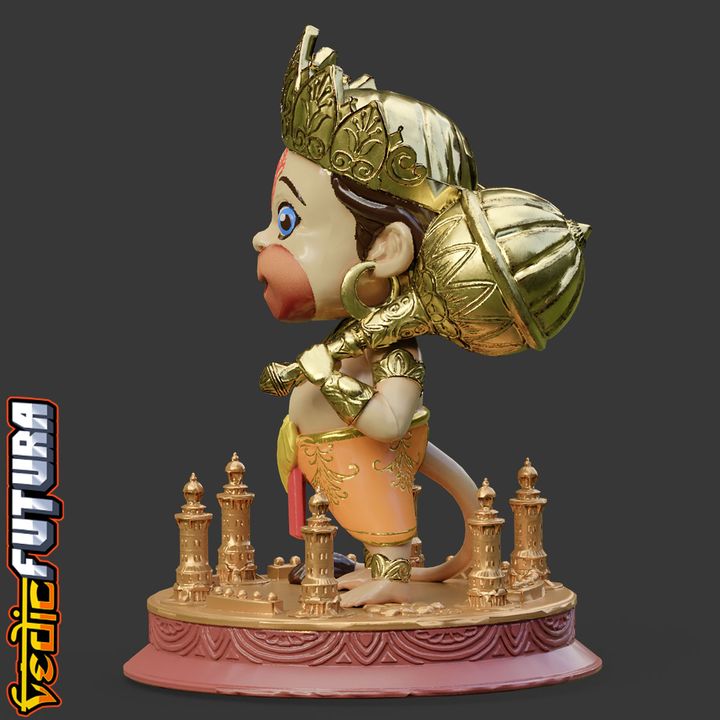 3D Printable Chibi-Hanuman the Mighty - [Easy Paint] by VedicFutura
