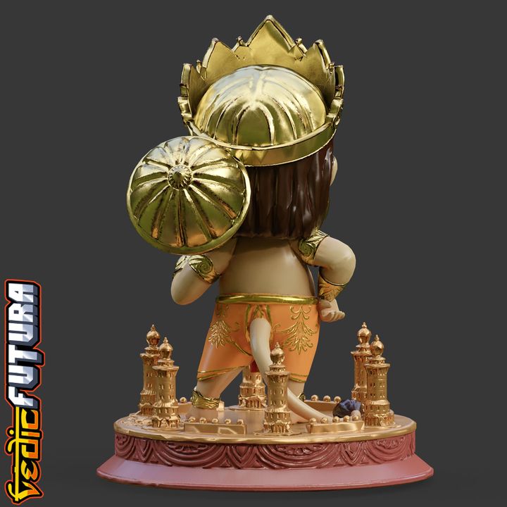 3D Printable Chibi-Hanuman the Mighty - [Easy Paint] by VedicFutura