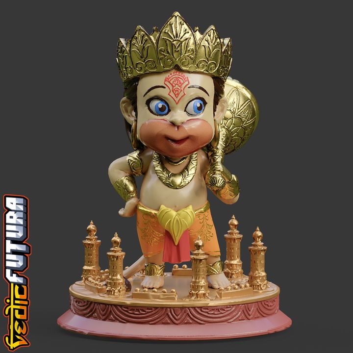 3D Printable Chibi-Hanuman the Mighty - [Easy Paint] by VedicFutura