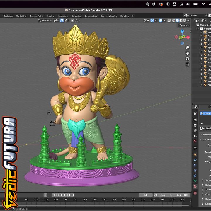 3D Printable Chibi-Hanuman the Mighty - [Easy Paint] by VedicFutura