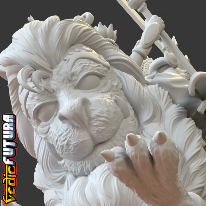 3D Printable Durga with Battle-Mount Dawon the Lion by VedicFutura
